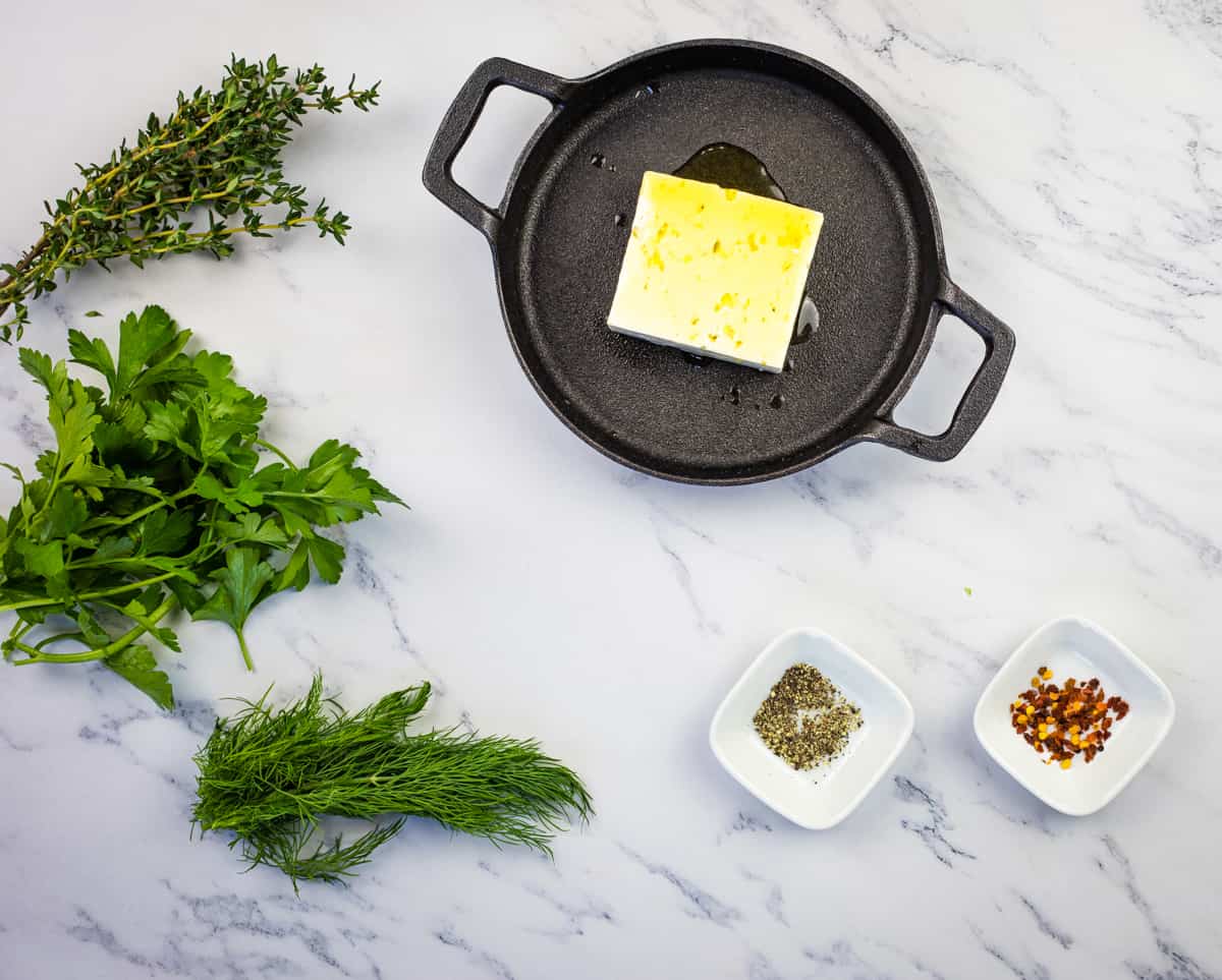 Grilled Feta with Fresh Herbs - Cook What You Love Appetizers