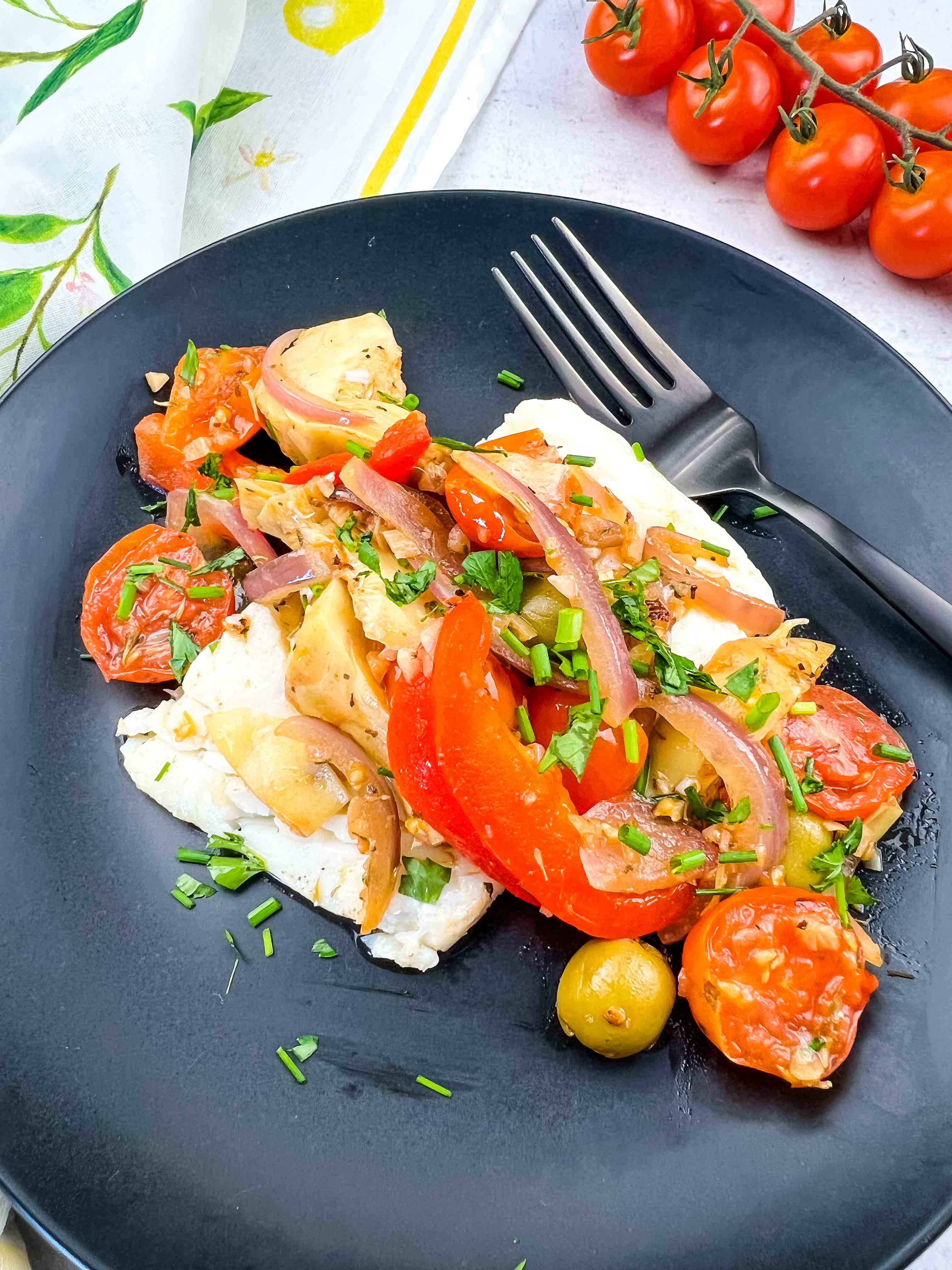 Veggie-Packed 1-Skillet Mediterranean Cod - Cook What You Love
