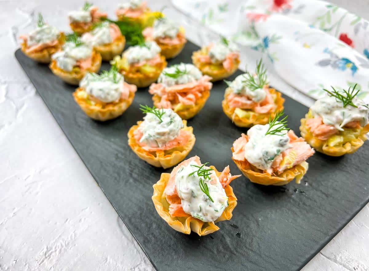 Salmon & Leek Phyllo Tartlets - Cook What You Love Appetizers