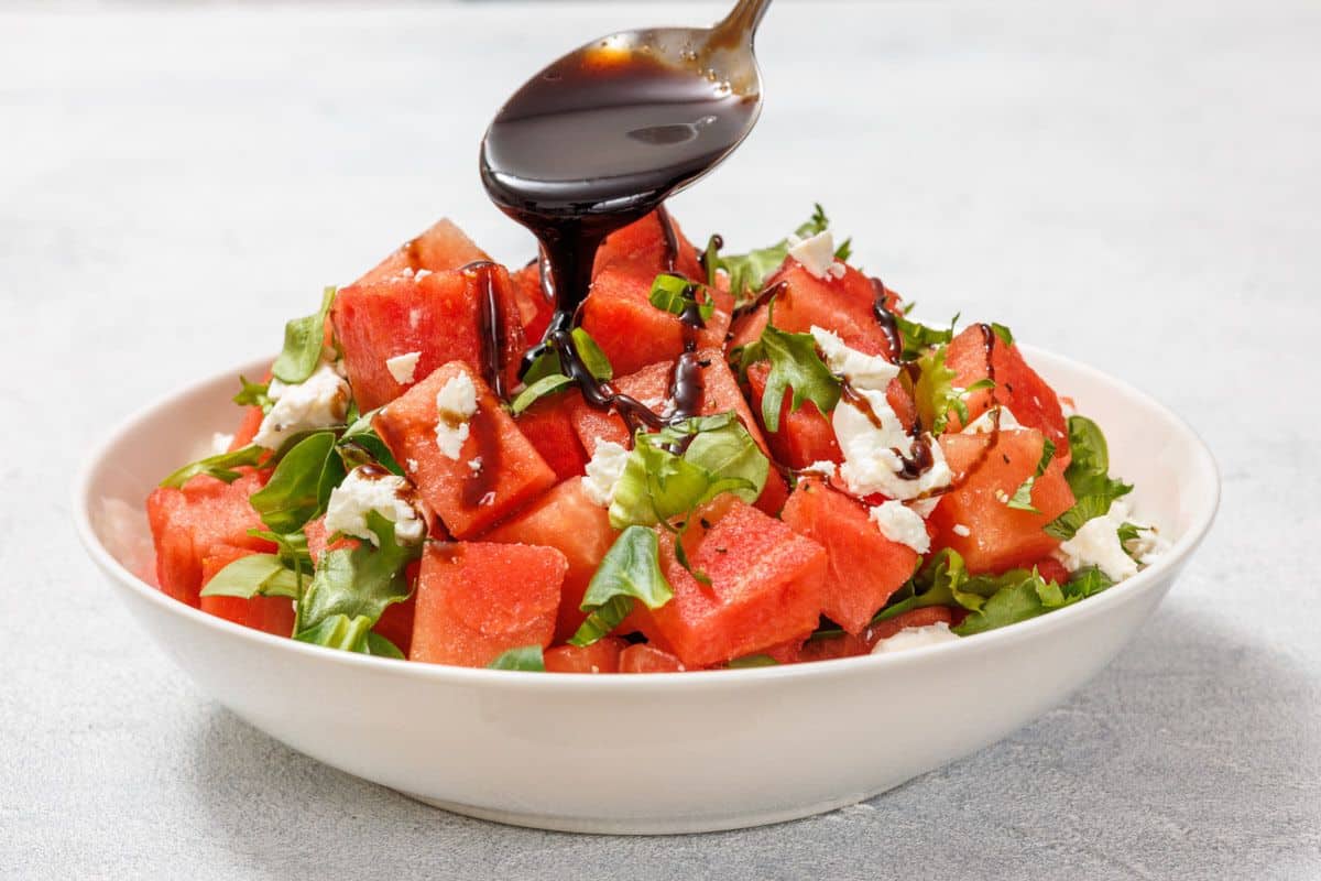Watermelon Salad with Balsamic Glaze and Feta - Cook What You Love