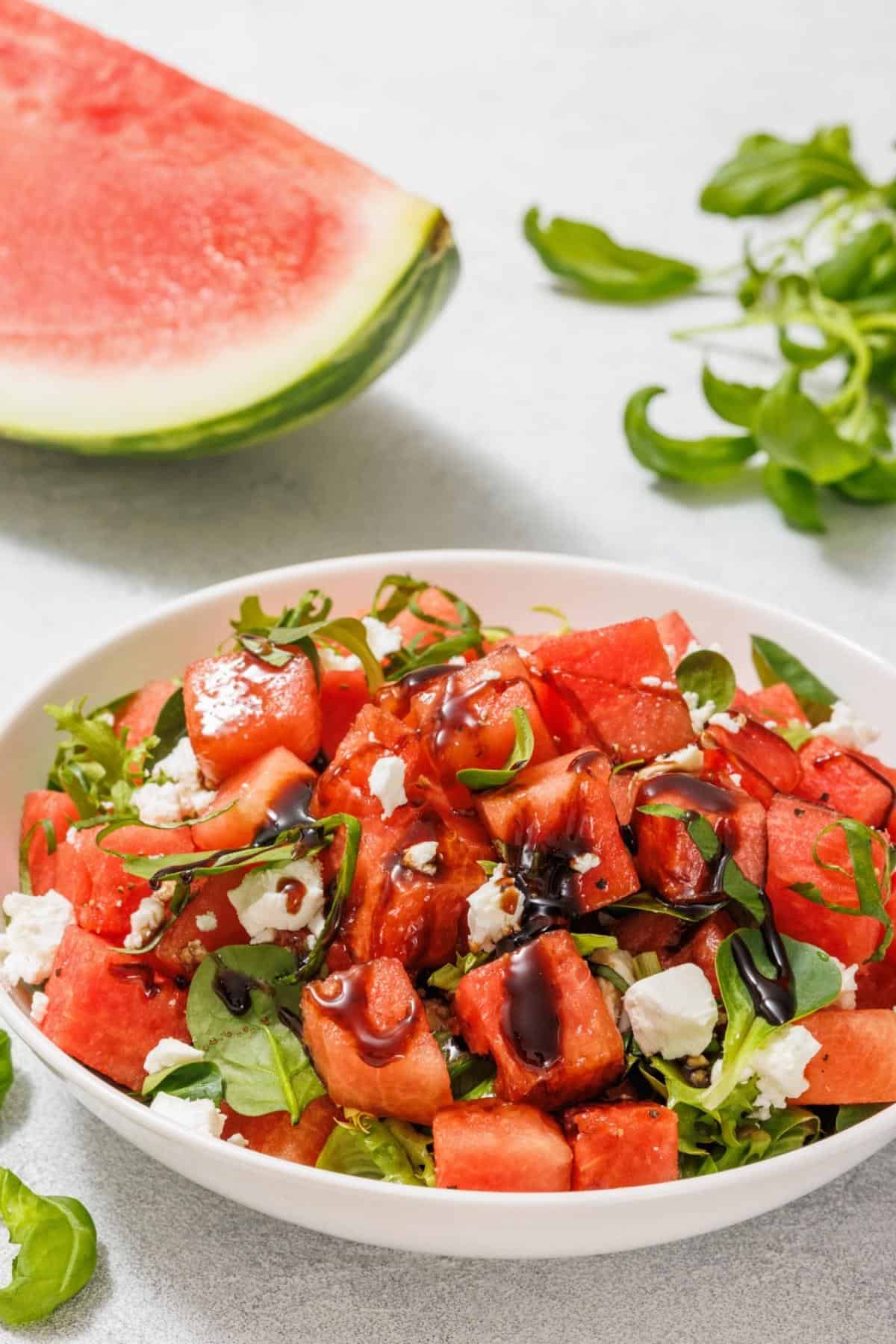 Watermelon Salad with Balsamic Glaze and Feta - Cook What You Love