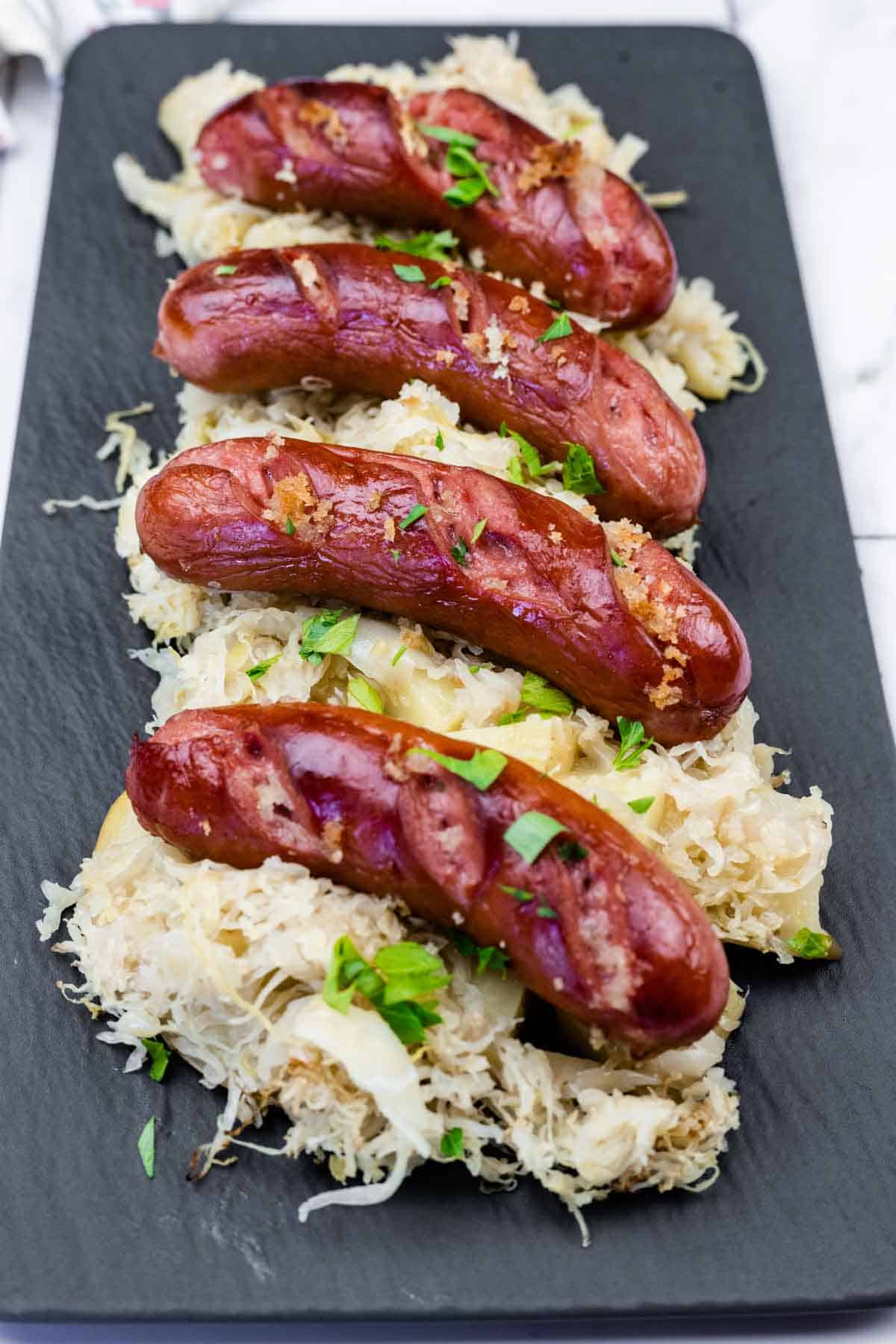 Chef Jenn's Skillet Knackwurst & Sauerkraut - Cook What You Love